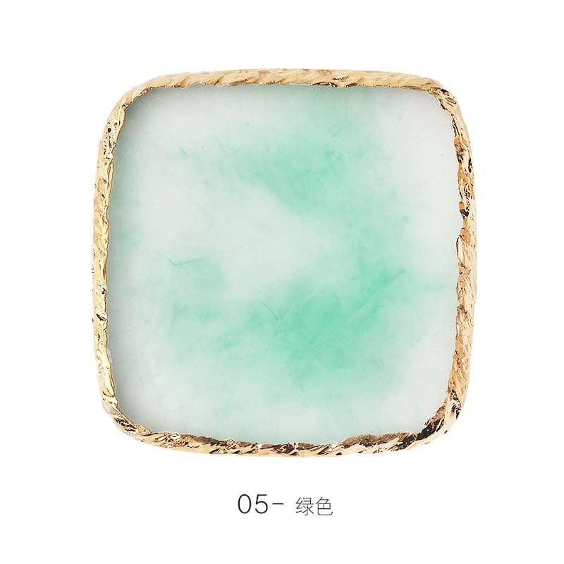 2026 Color Palette Resin Agate Gold Decorations Painted Palette Nail ...