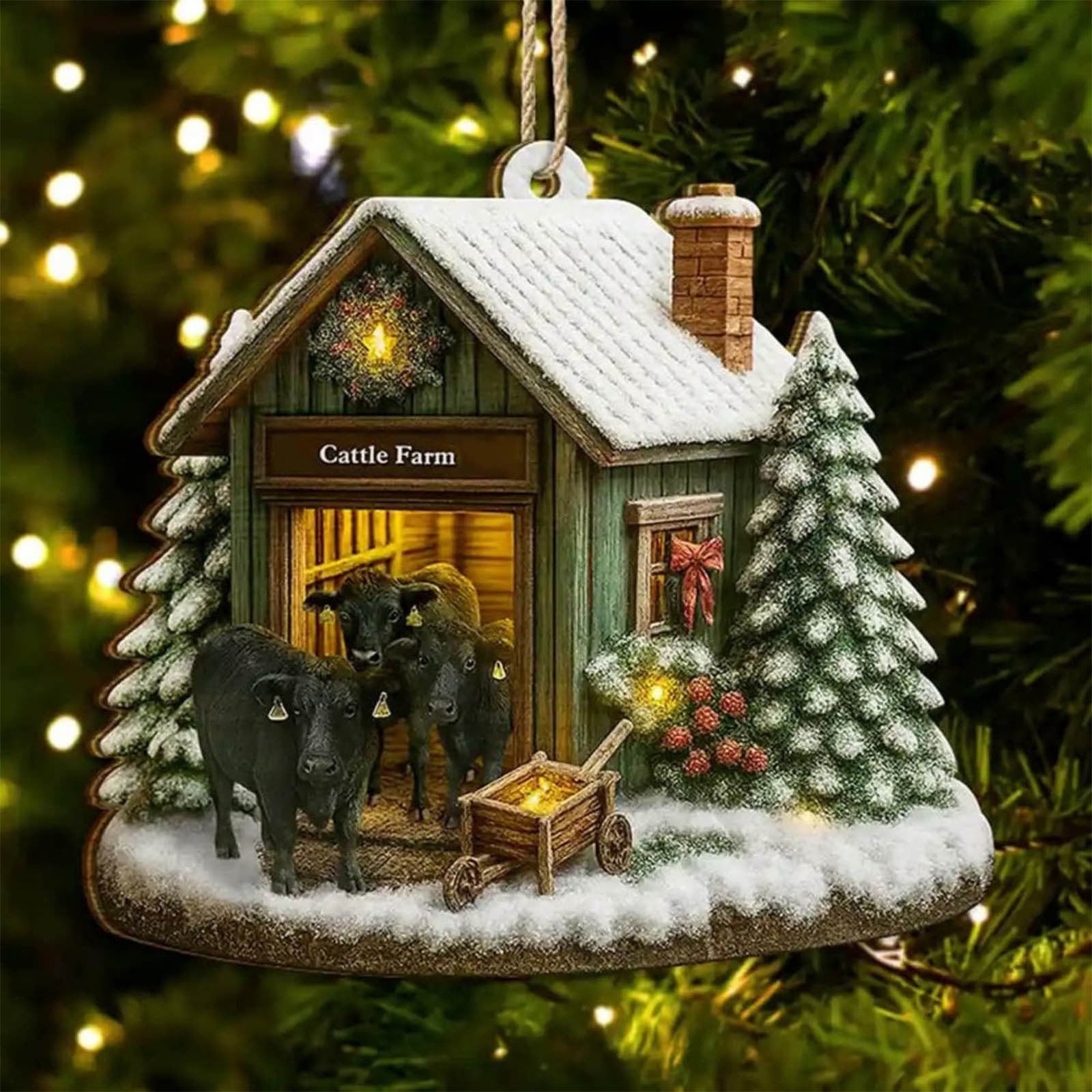2026 Cottage House Ornament, Cozy Farm Cottage Christmas Ornament，2D ...