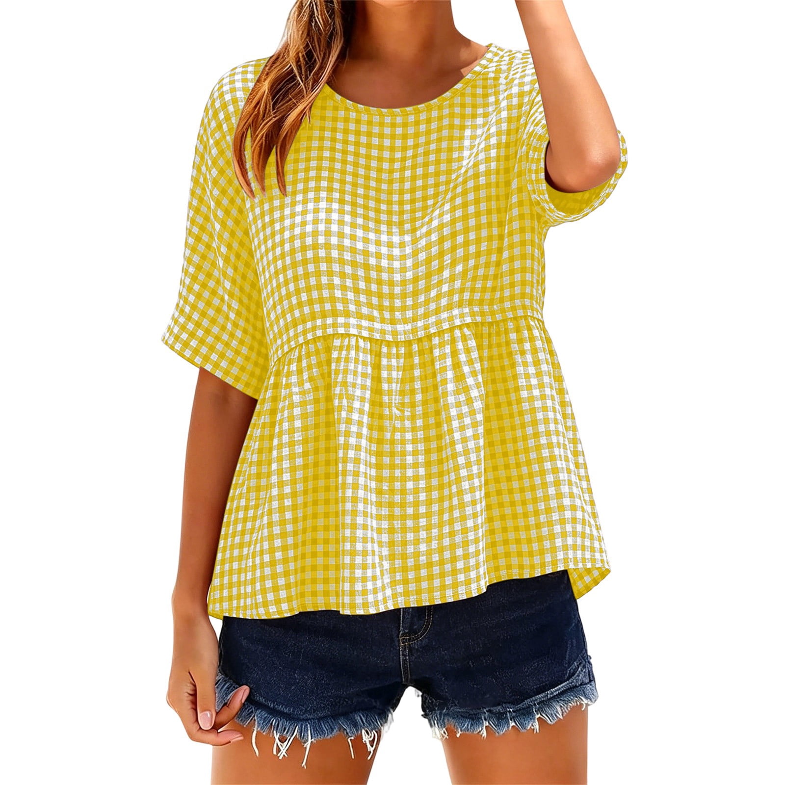 2026 Cotton Blend Elbow Sleeve Crewneck Tee Loose Fit Texture Casual ...