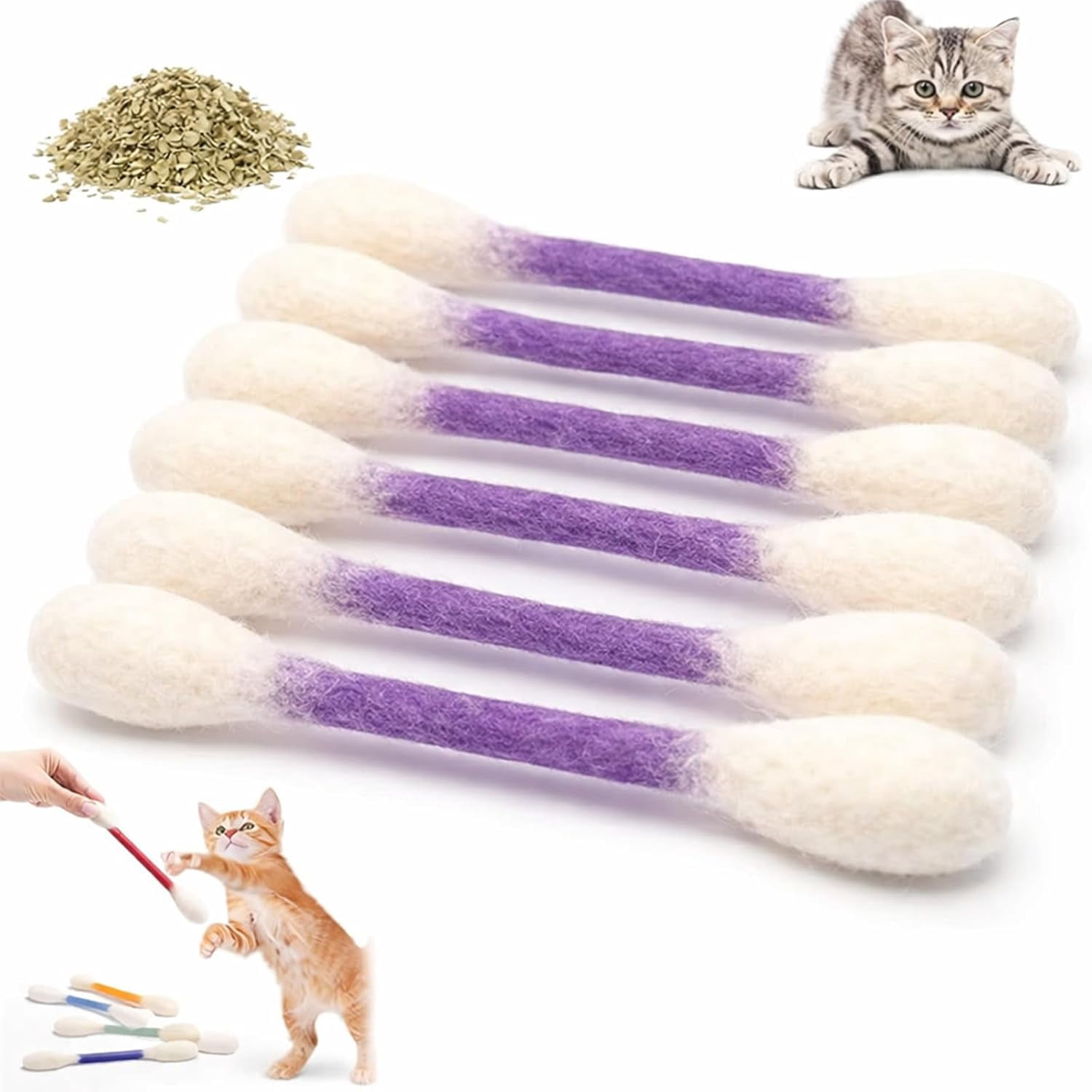 2026 Cotton Swabs Cat Toys with Catnip 6 Pk Durable Big Kitten Chew ...