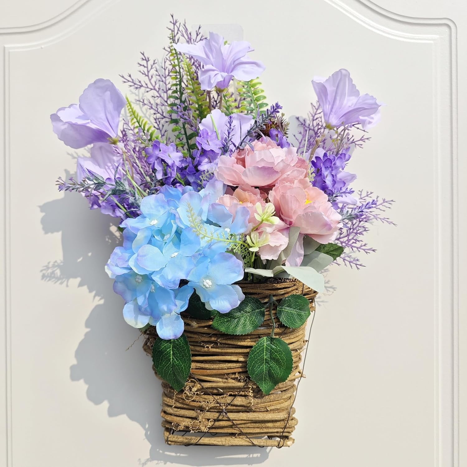 2026 Cream Hydrangea Door Hanger Basket Wreath, Spring Summer Wreaths ...