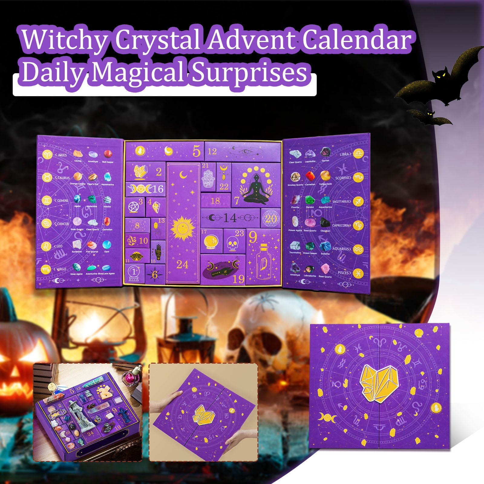 2026 Crystal Advent Calendar Halloween Countdown Gift Box Advent ...
