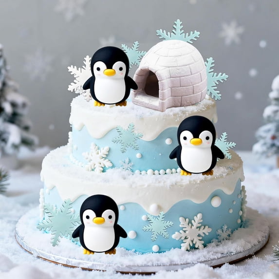 2026 Cute Penguin Cake Toppers Winter Wonderland Birthday Party ...