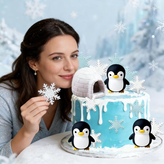 2026 Cute Penguin Cake Toppers,Winter Wonderland Birthday Party ...