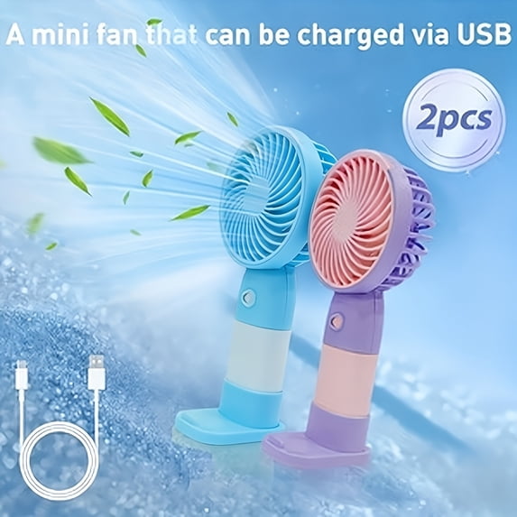 2026 Cute Portable Rechargeable Handheld Fan, 3-Speed Strong Wind with ...