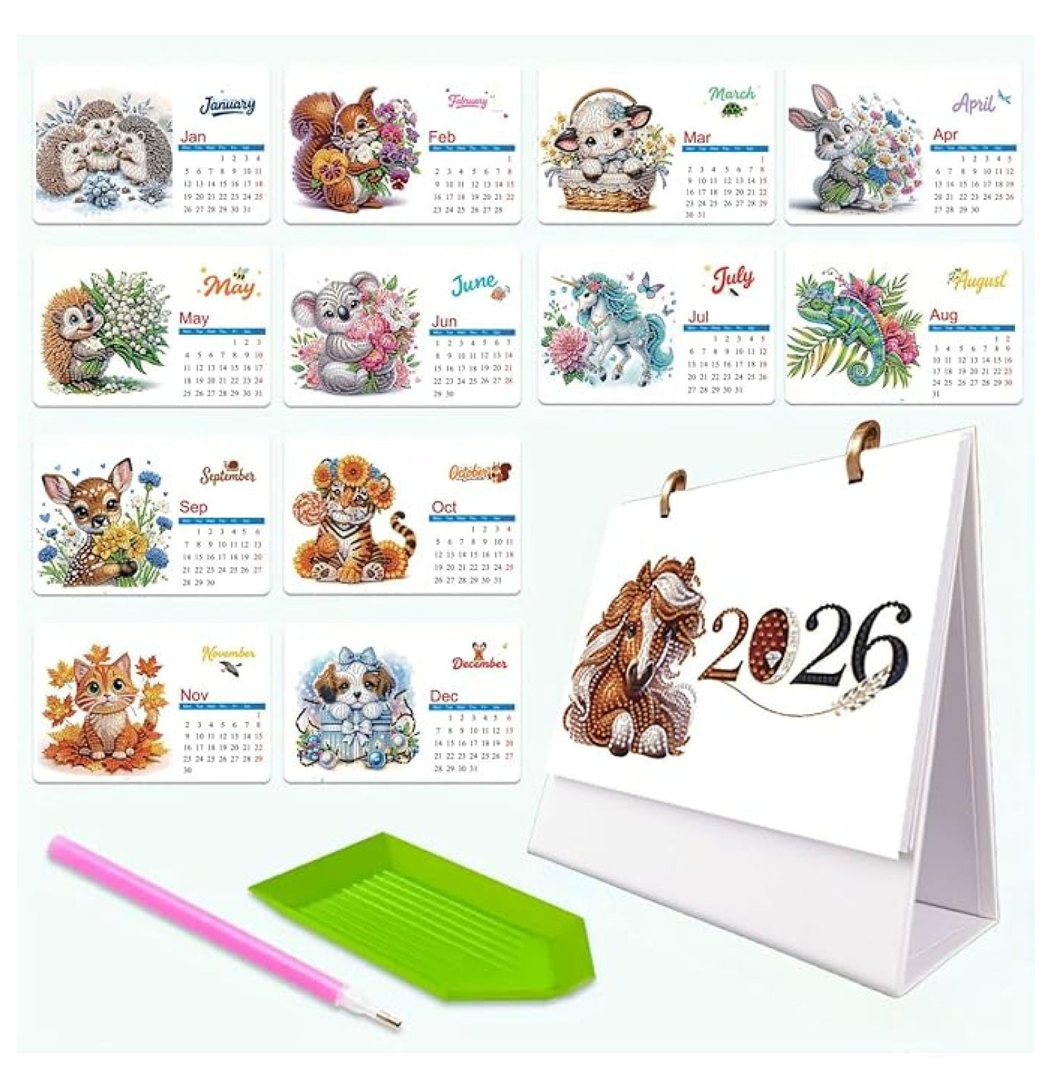 2026 DIY Art Desk Calendar Creative Design Thick Paper Calendar ...