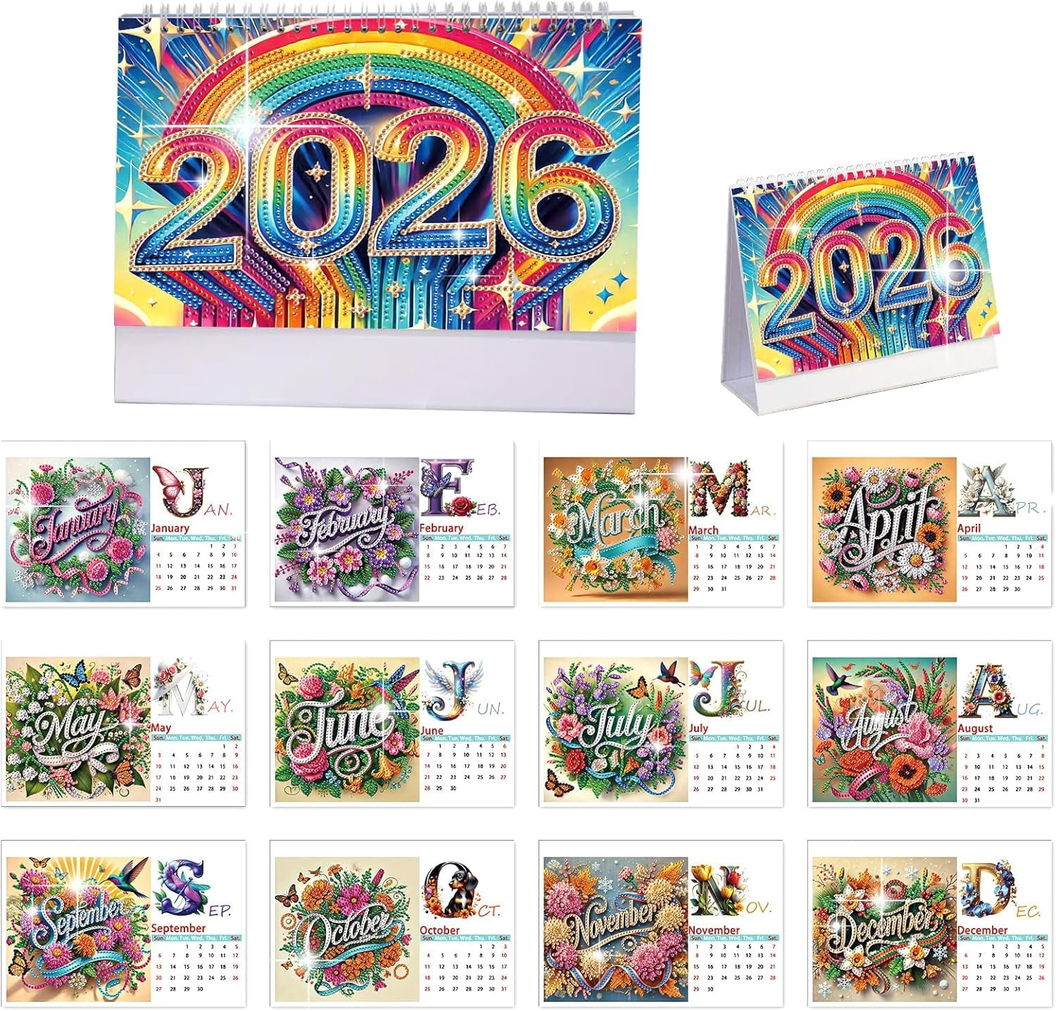 2026 DIY Art Desk Calendar Creative Design Thick Paper Calendar ...