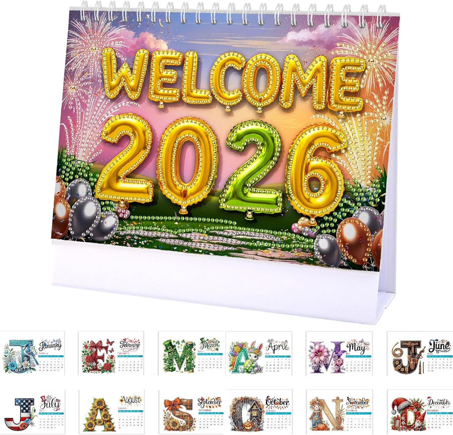 2026 DIY Art Desk Calendar Creative Design Thick Paper Calendar ...