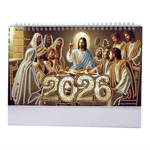 FLOPESN 2026 2Pcs DIY Diamond Art Painting Desk Calendar,Monthly Flip ...