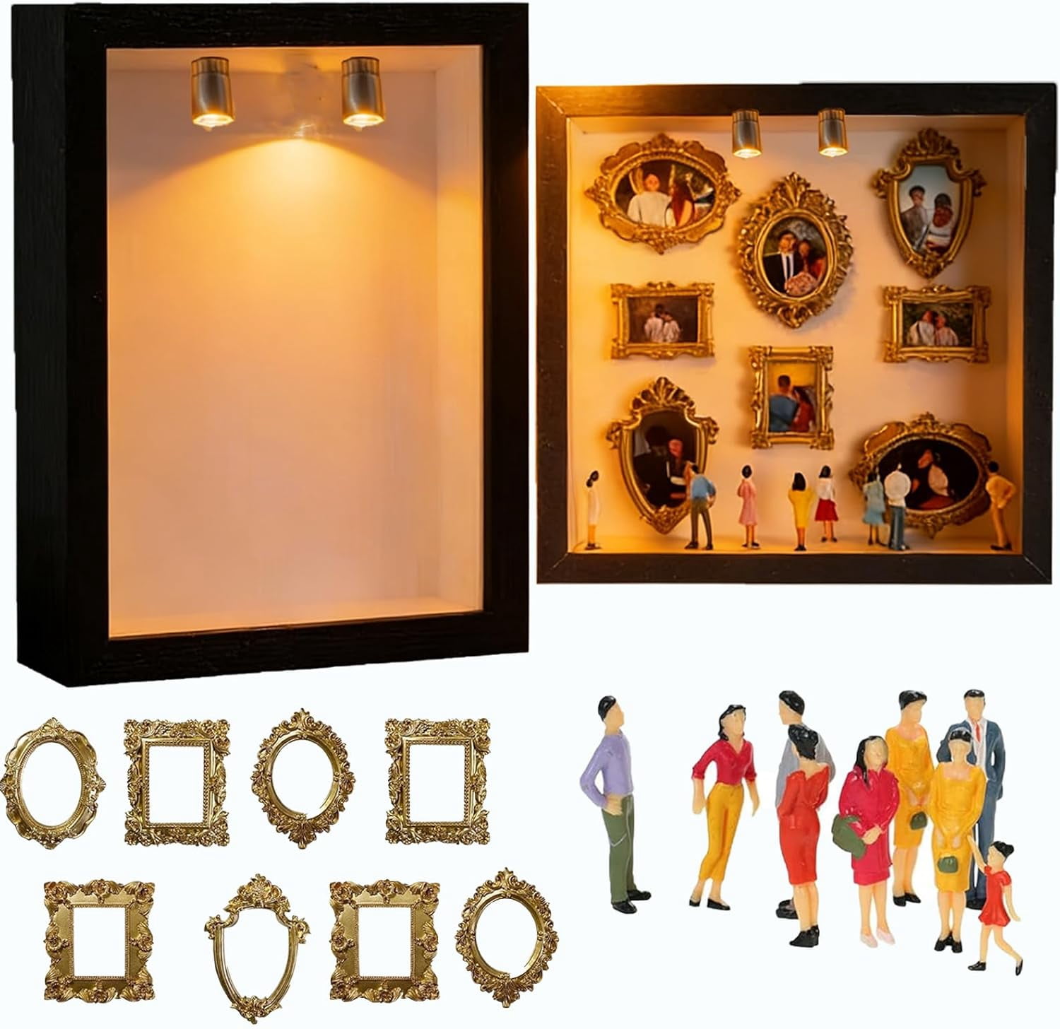 2026 DIY Mini Gold Grames Silhouette Box, Upgrade Shadow Box Frame Kit ...
