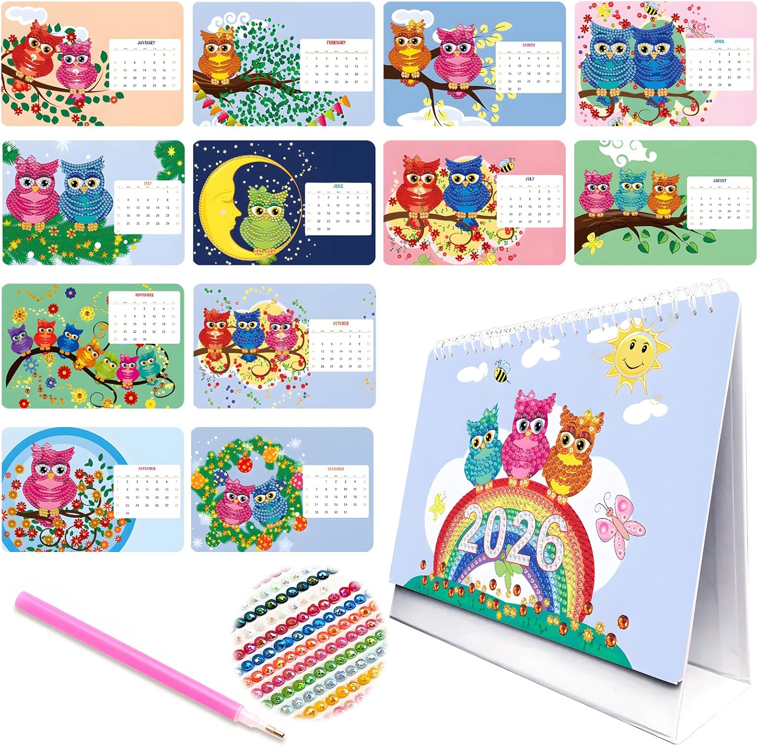 2026 DIY Special Shape Desktop Diamond Standing Calendar,Desk Calendar ...
