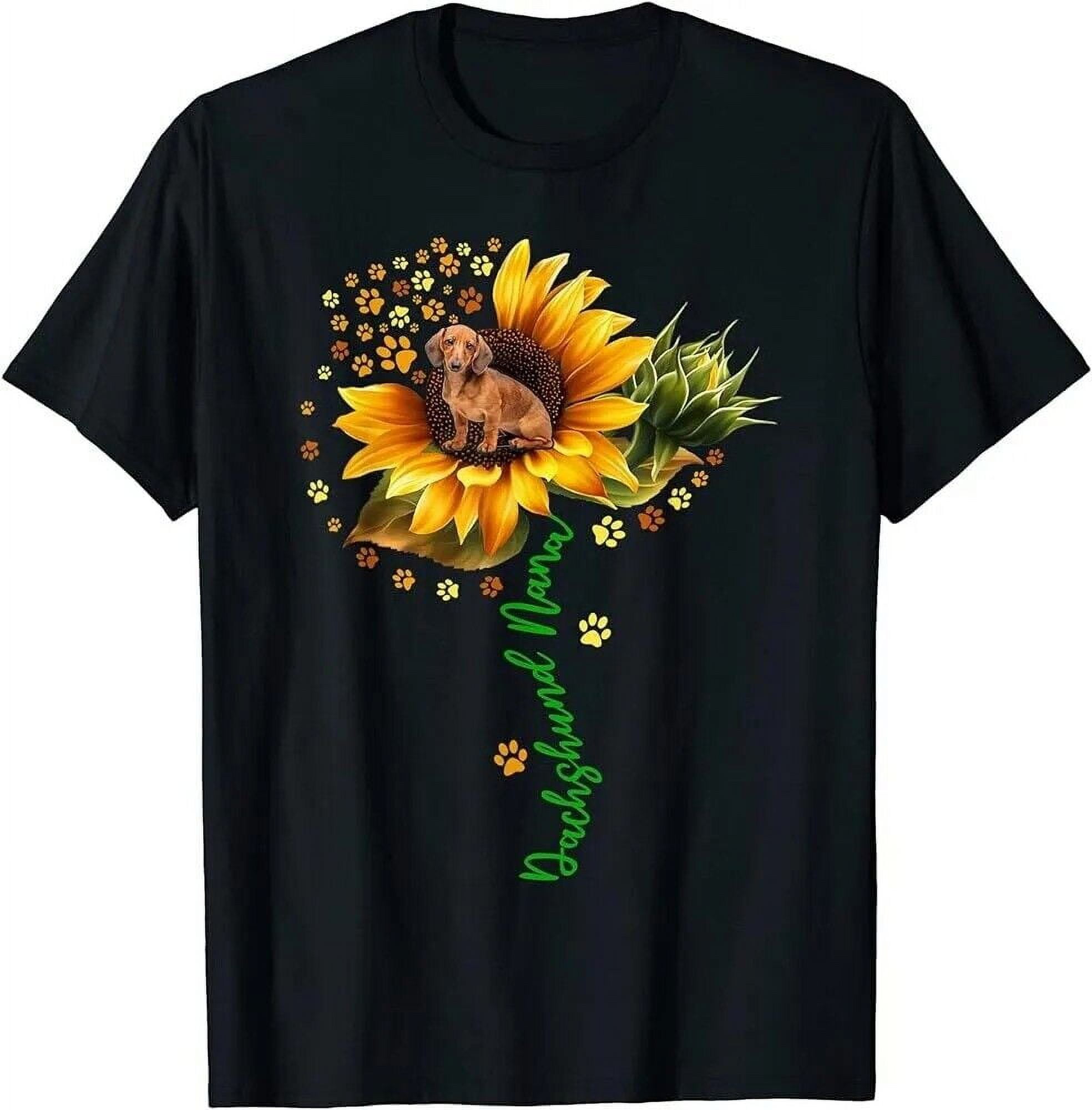 2026/Dachshund Mom Funny Dachshund On Sunflower Dog Paws Flower T-Shirt ...