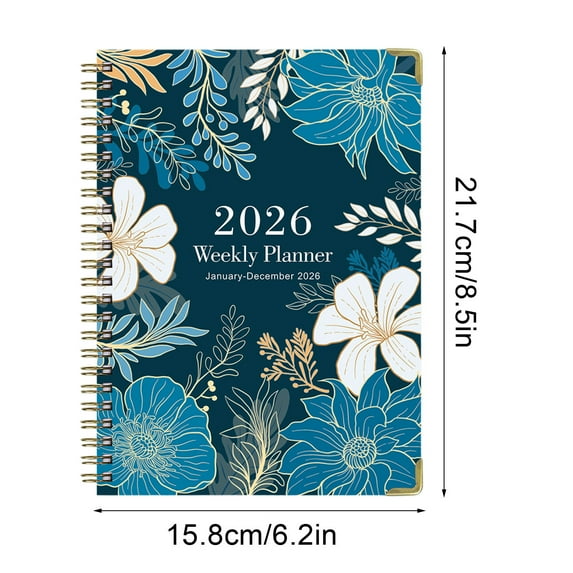2026 Daily Planner, Spiral Notebook with Tabs, Flowers Pattern Cover ...