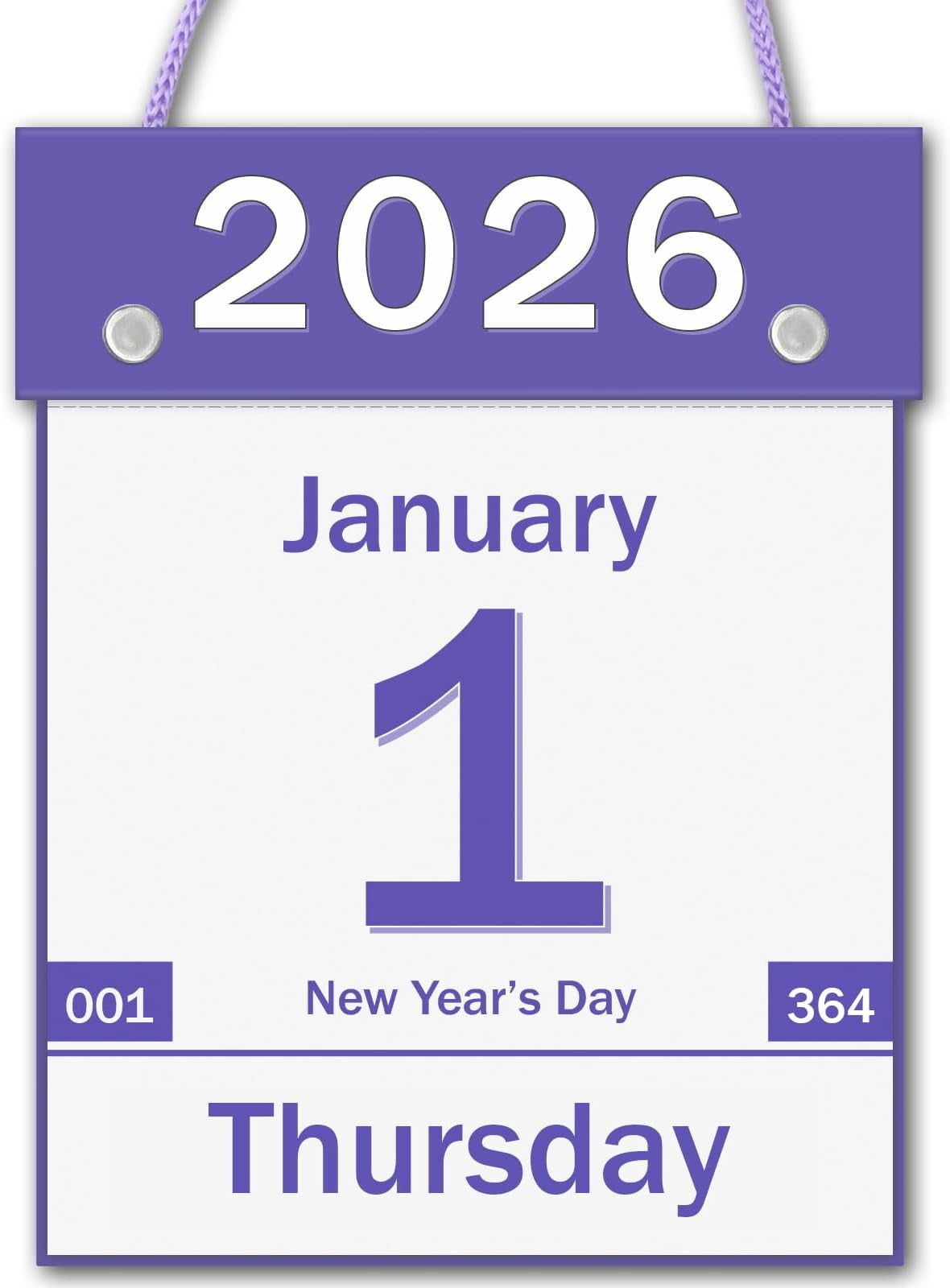 2026 Daily Wall Calendar, Page per Day with Large Print Dates, 365 Day ...