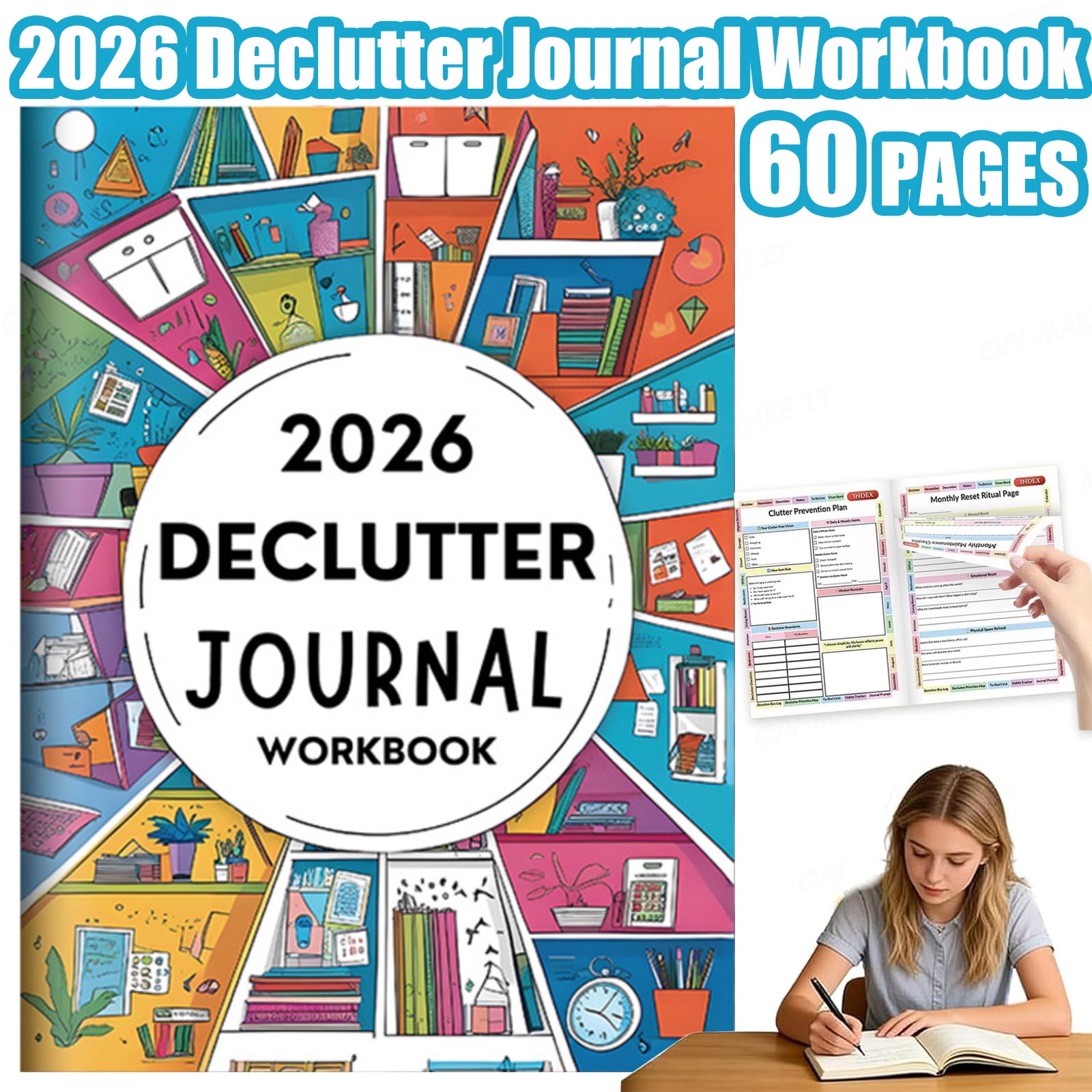 2026 Declutter Journal Workbook, 60 Page Guided Organization Planner ...
