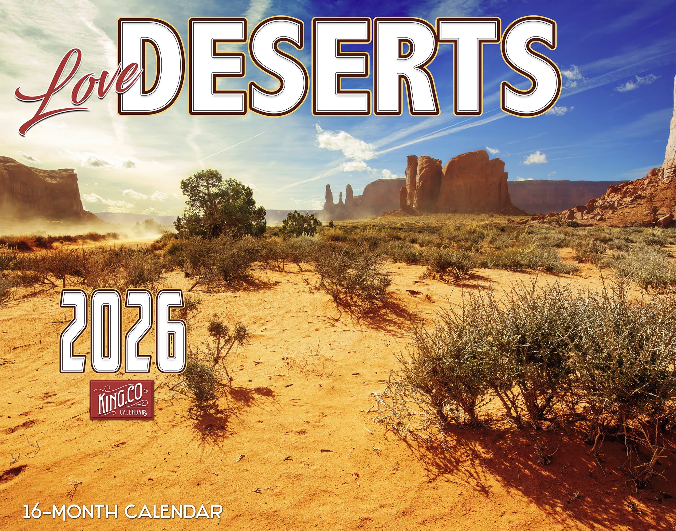 2026 Desert Scenic Wall Calendar 16-Month X-Large Size 14x22, Southwest ...
