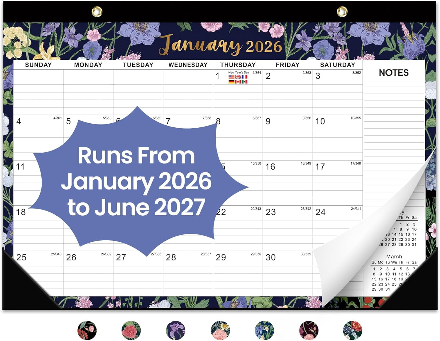 2026 Desk Calendar, 18-Month Calendar Runs from January 2026 to June ...
