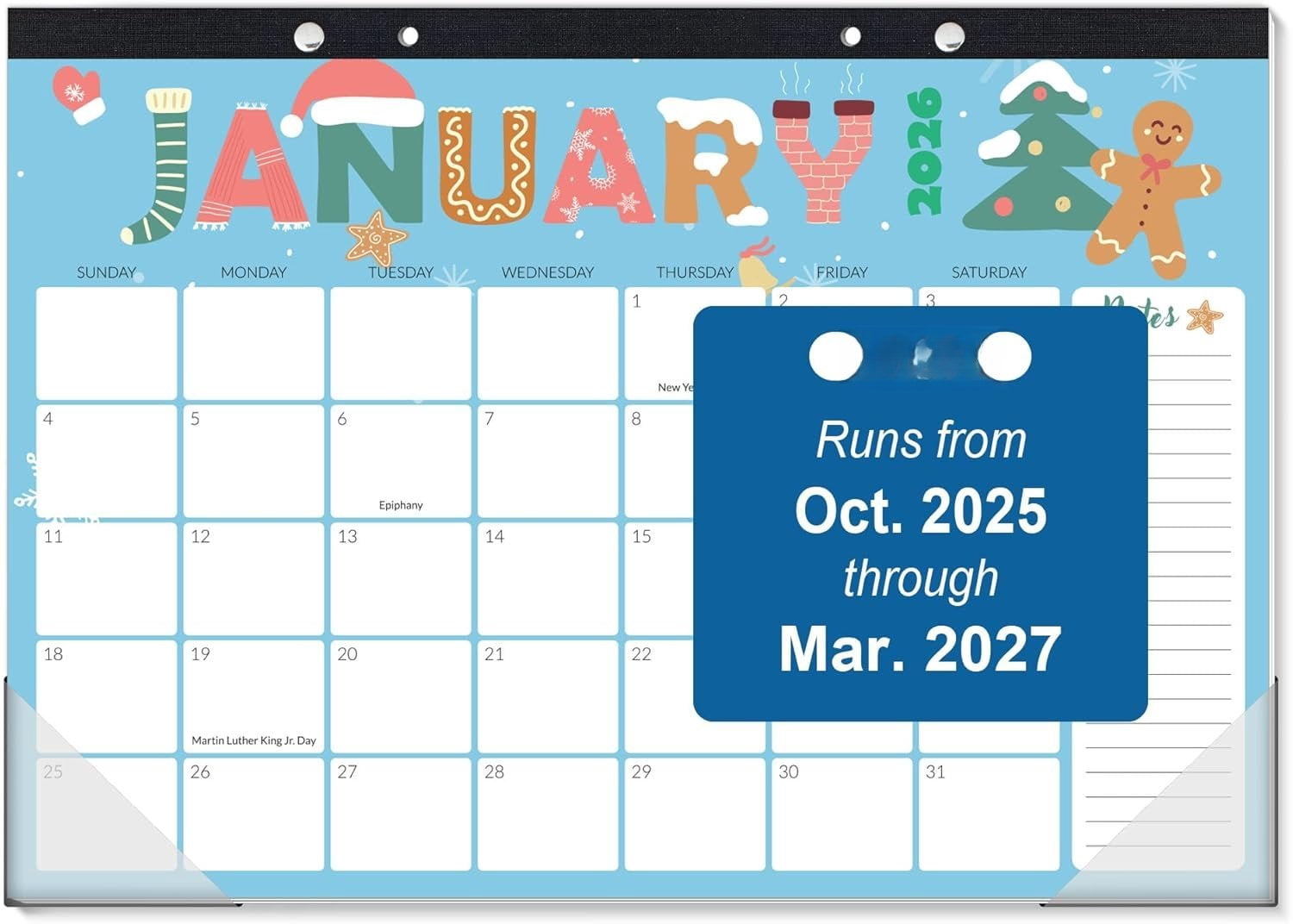 2026 Desk Calendar, 18 Months from Oct. 2025 to Mar. 2027, 17"x12 ...