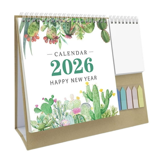 2026 Desk Calendar With Cactus Pattern 12 Month From January 2026 To ...