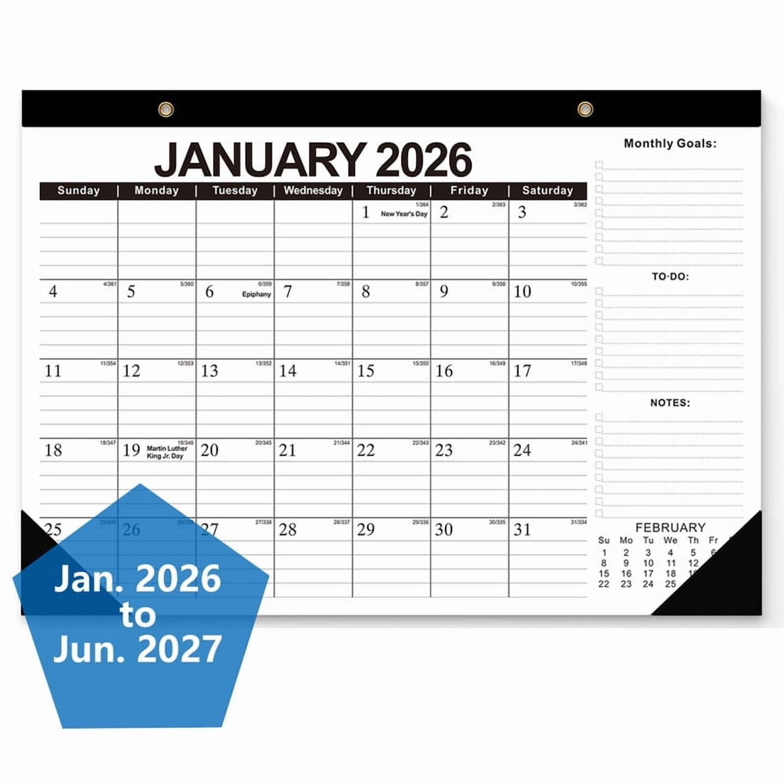 2026 Desk Calendar Jan 2026 – Jun 2027, Large Desk Calendar 2026, 17" x ...