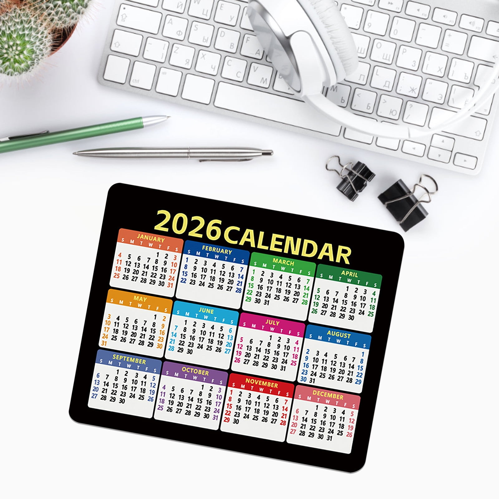 2026 Desk Calendar Mouse Pad - Compact Non-Slip Office Mat, Durable ...