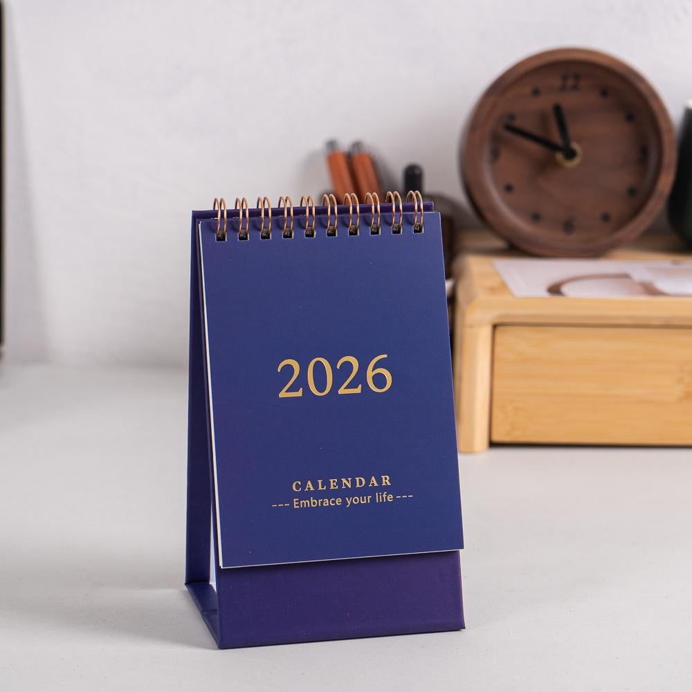 2026 Desk Calendar Simple English Standing Desktop Calendars Spiral ...
