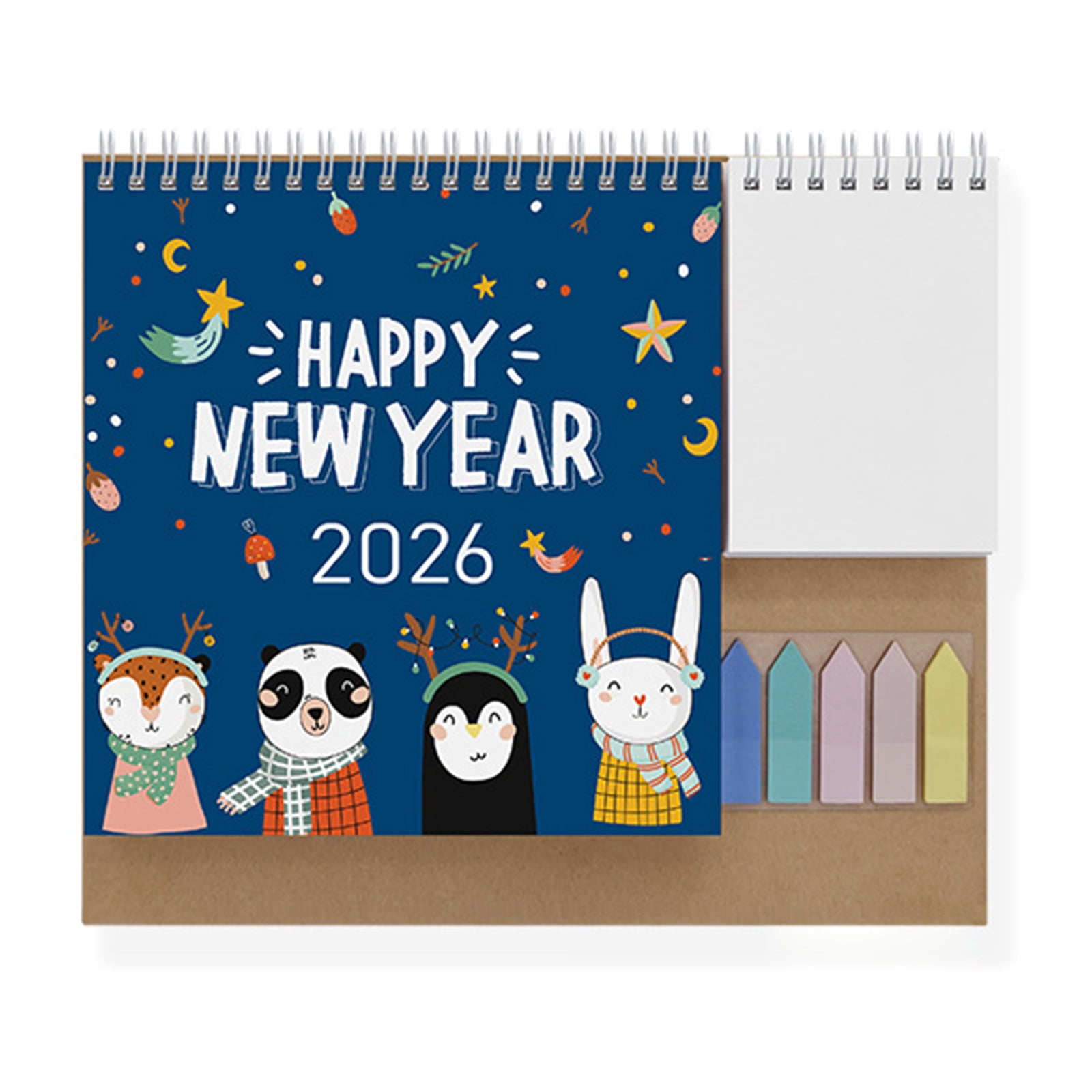 2026 Desk Calendar Twin-Coil 12 Months Jan-Dec with Memo Pad & Sticker ...