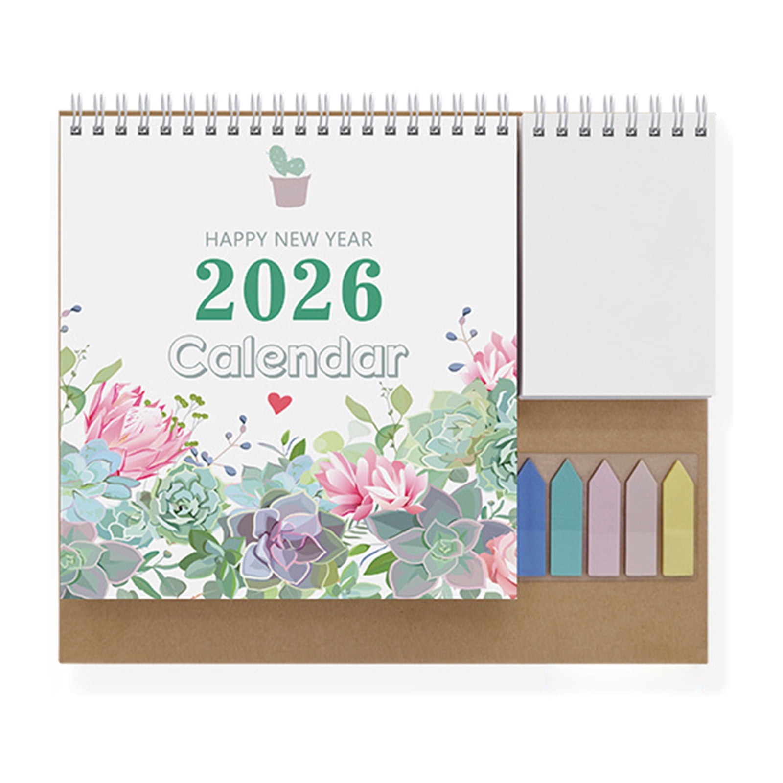 2026 Desk Calendar Twin-Coil Binding Paper Calendar Writing Pad 12 ...