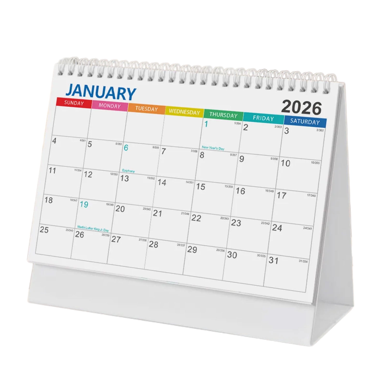 2026 Desk Calendar Writing Pad 12 Month Runs Jan to Dec Twin-Coil ...