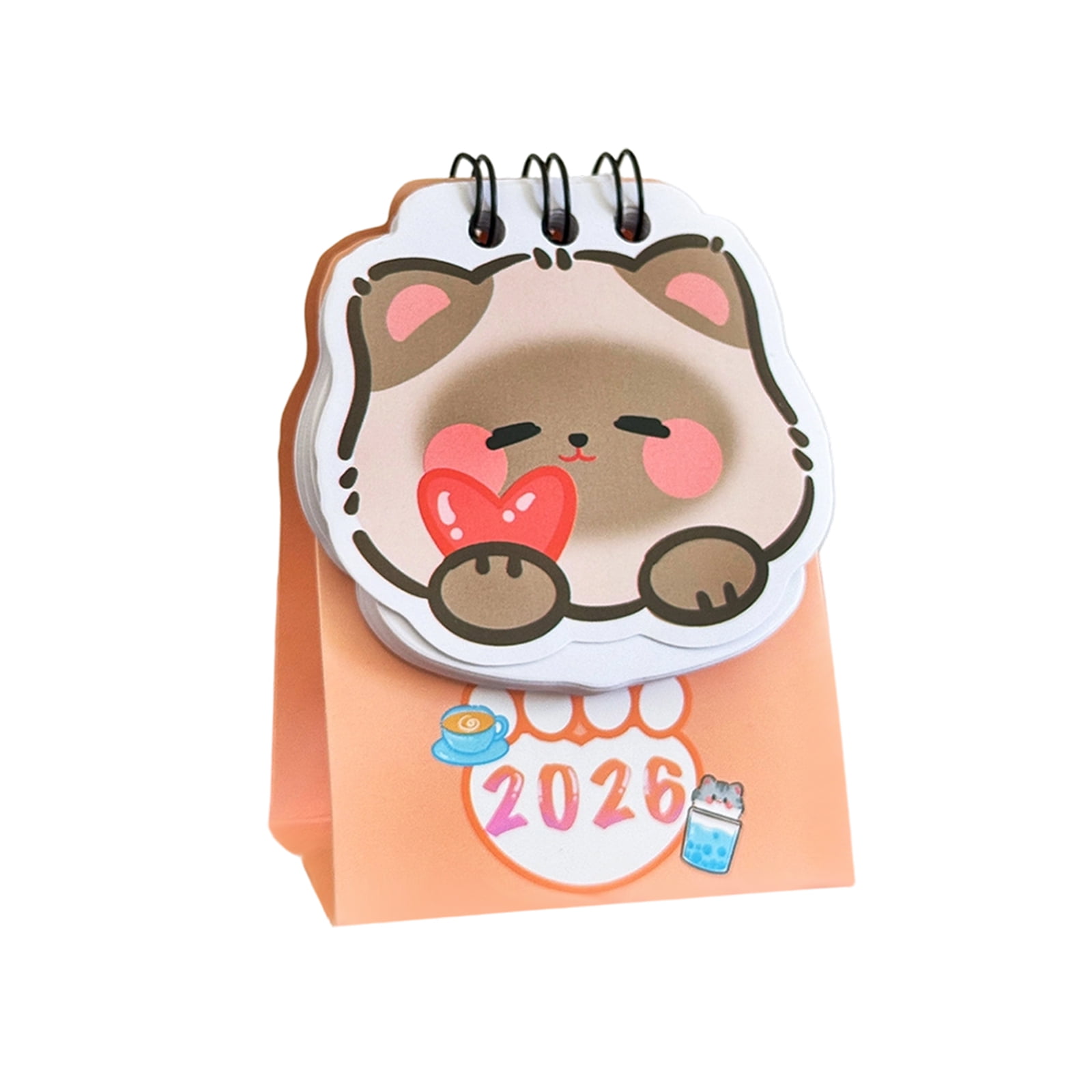 2026 Desk Calendar with Spiral Binding Cat Shaped Stand Up Design ...