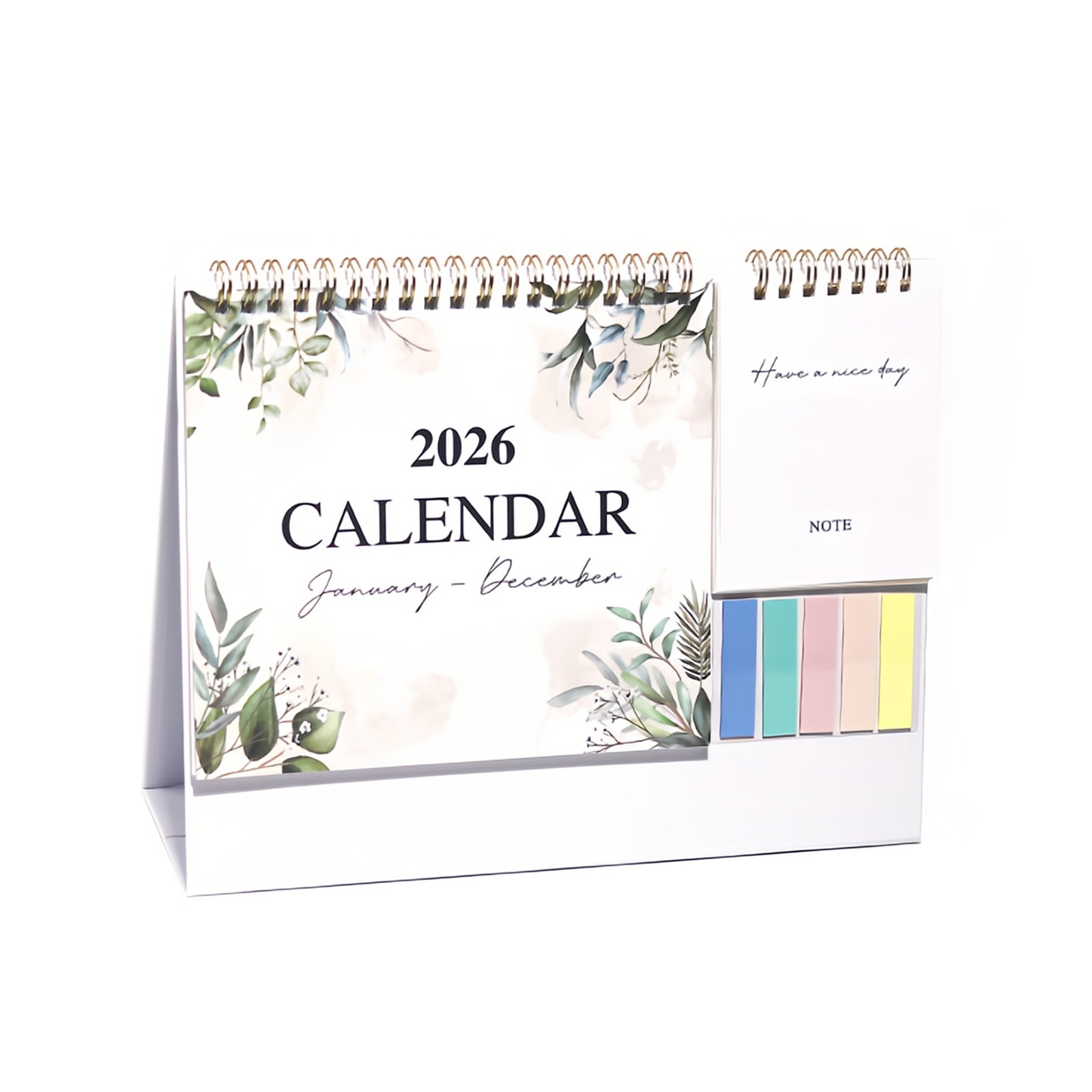 2026 Desktop Calendar With Sticky Notes, Adorable Cartoon Theme, Full ...