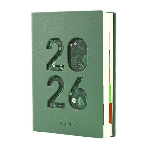 2026 Diary Page A Day, 1 Pc A5 PU Leather 365-Day Notebook With Tabs ...