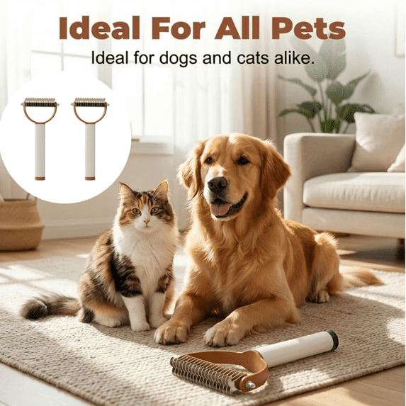 2026 Double Sided Pet Dematting Comb with Lint Remover, 2PCS, Safe ...