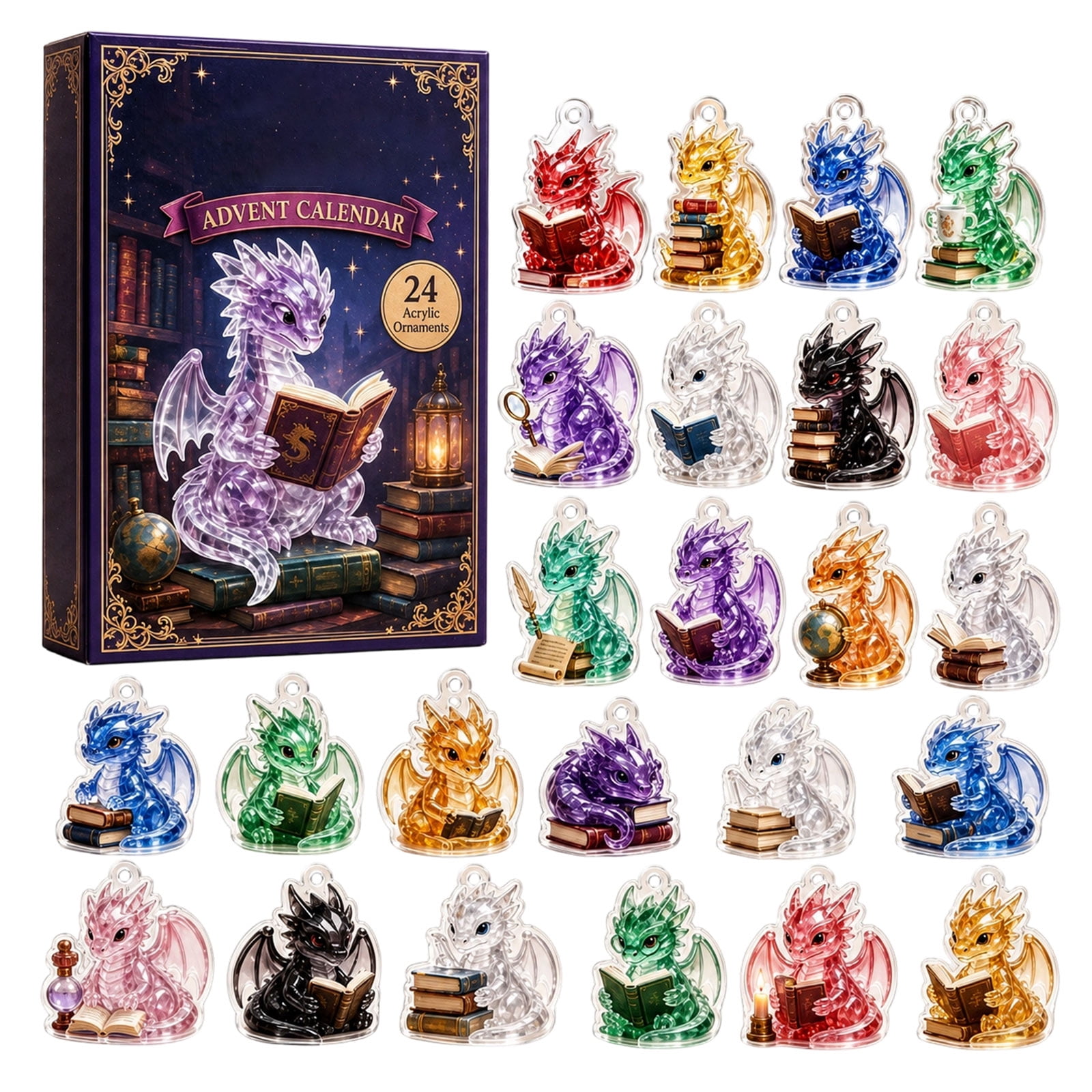 2026 Dragon Reading Book Advent Calendar 24 Days Acrylic Blind Box ...