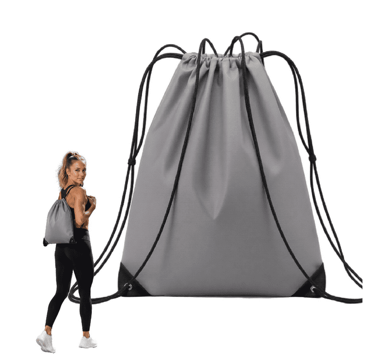 2026 Drawstring Backpack - grey Splash Proof Drawstring Gym Bag for ...