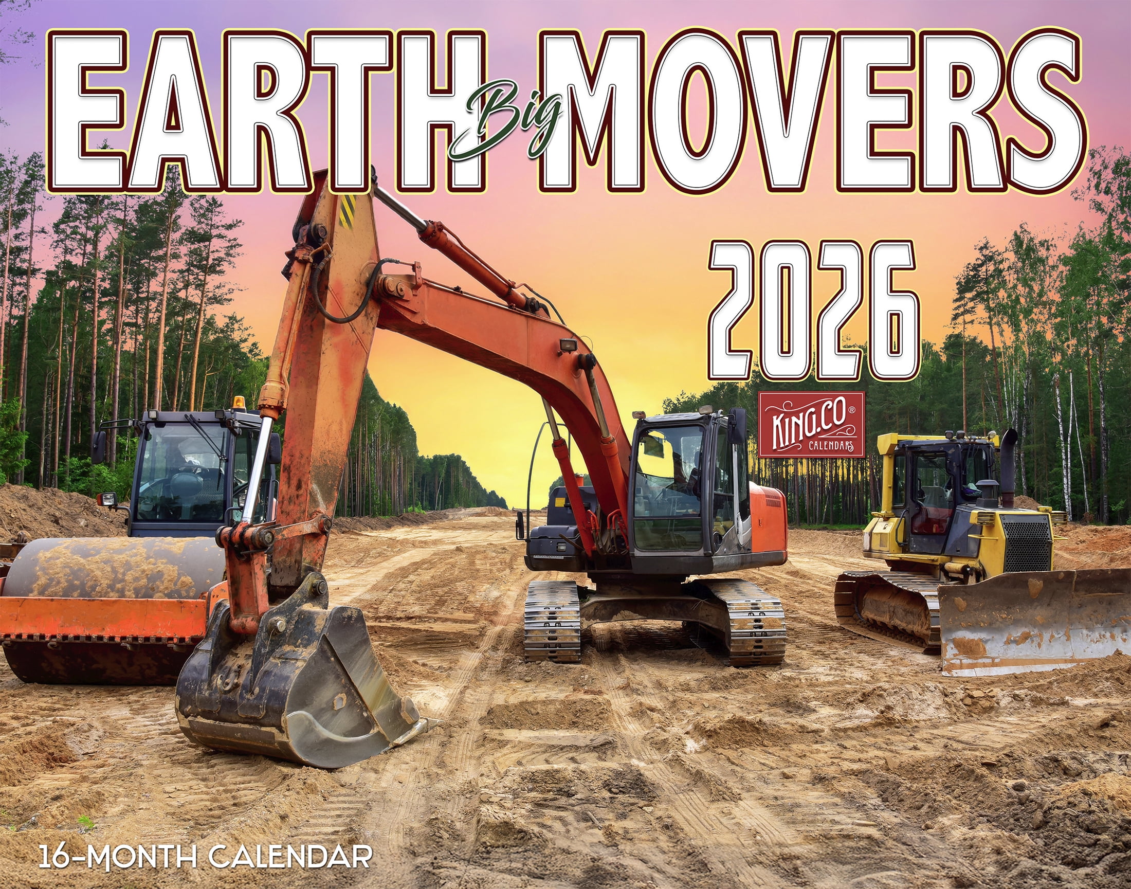 2026 Earth Movers Wall Calendar 16-Month X-Large Size 14x22, Big Heavy ...