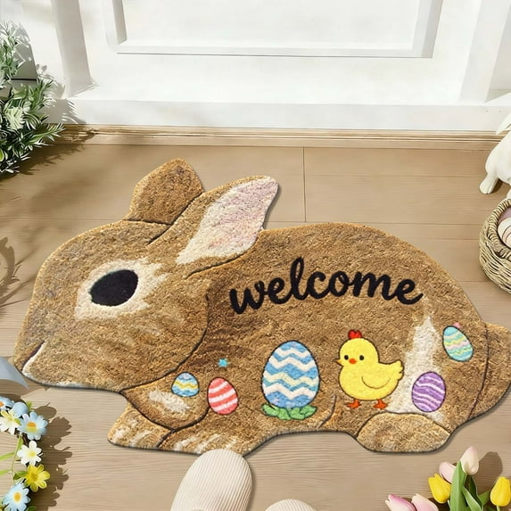 2026 Easter Bunny Shaped Welcome Mat Absorbent And Durable Easter Mat ...