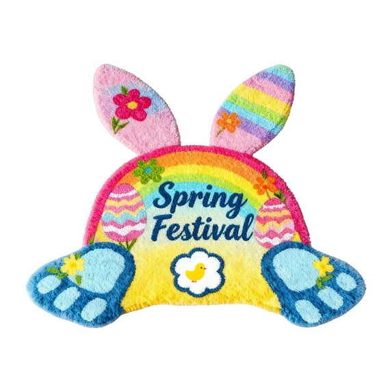 2026 Easter Bunny With A Shaped Welcome Mat Absorbent Non And Durable ...