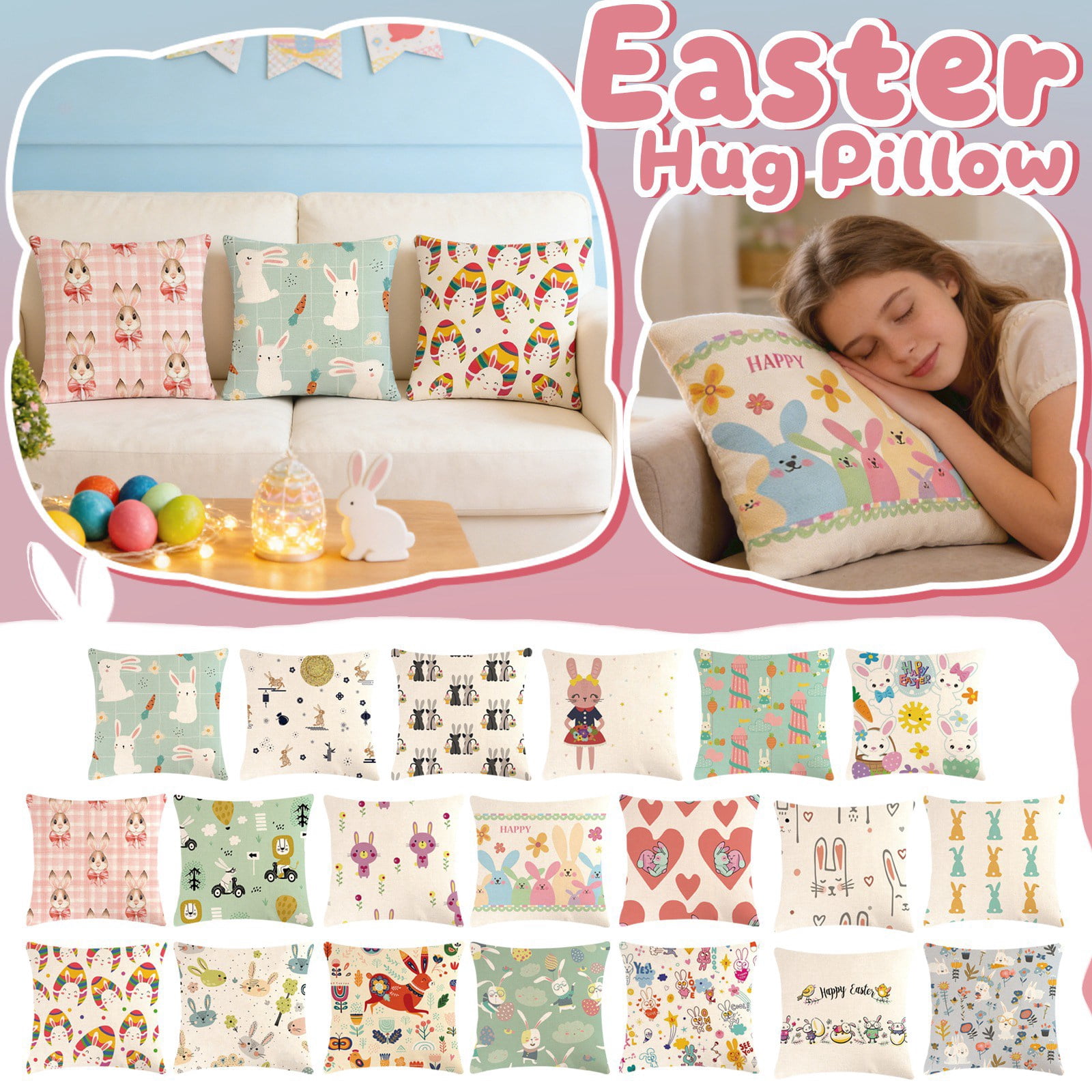 2026 Easter Living Room Decor - Spring Colors Couch Pillow Covers with ...