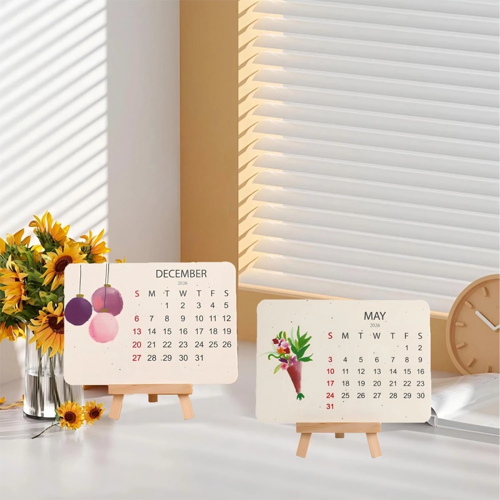 2026 Eco-Friendly Botanical Calendar, Monthly Watercolor Plant Art ...