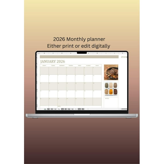 2026 Editable Excel Calendar Planner Monthly Tabs Reusable Spreadsheet ...