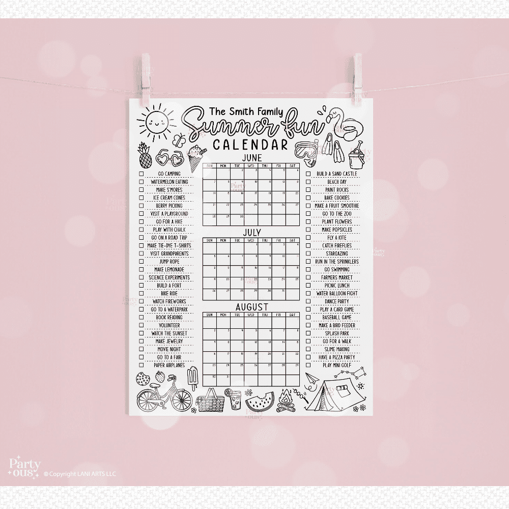 2026 Editable Summer Calendar Bucket List Poster , Poster Print Only ...