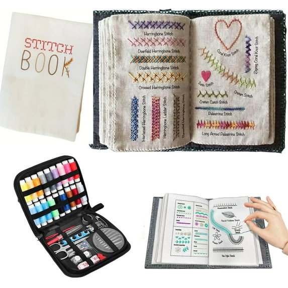 2026 Embroidery Stitch Book Kit with Complete Tools, Portable DIY ...