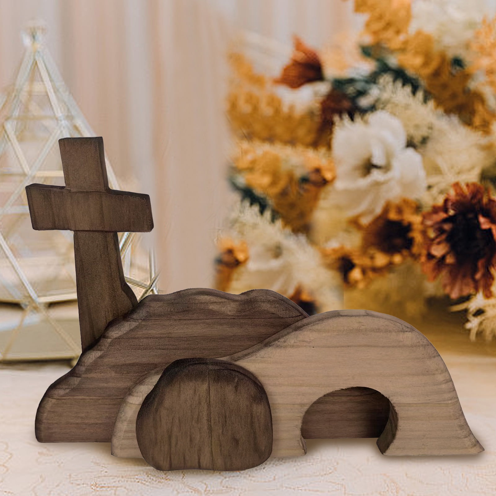 2026 Empty Tomb Easter Decor Easter Scene and Cross Decoration Wooden ...