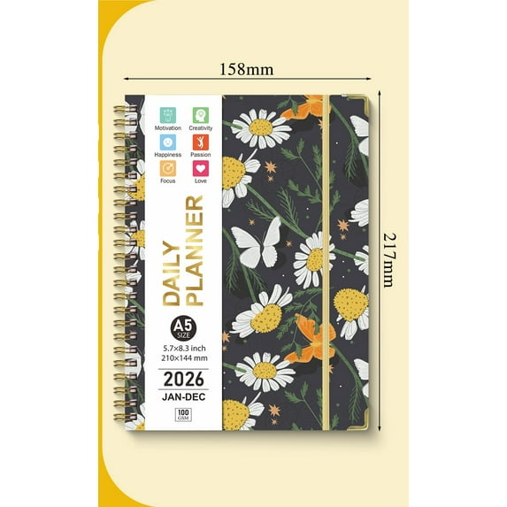 2026 English Notebook A5 Spiral Notebook, Diary, Planner, Work/Exercise ...
