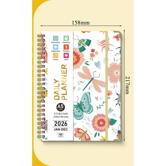 2026 English Notebook A5 Spiral Notebook, Diary, Planner, Work/Exercise ...