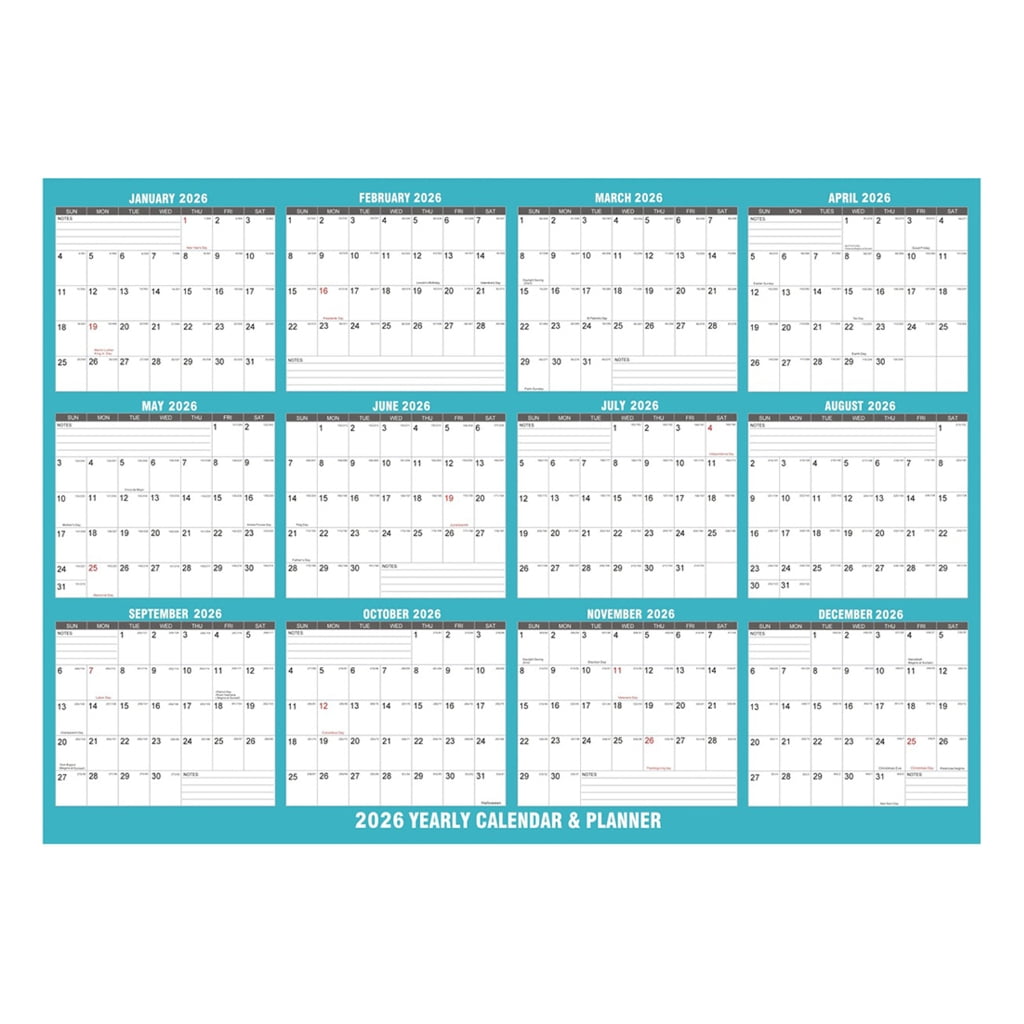 Modern 2026 English Wall Hanging Calendar With Thick Tear Resistant ...