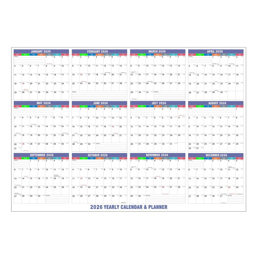 Modern 2026 English Wall Hanging Calendar With Thick Tear Resistant ...