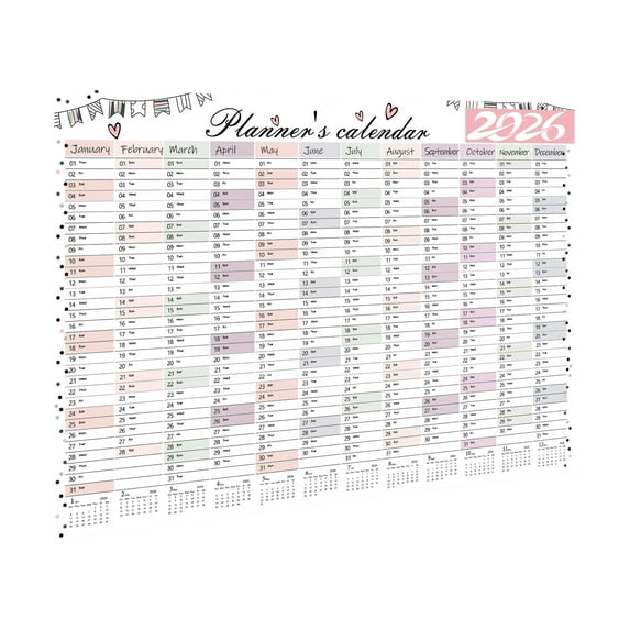 2026 English Wall Calendar - Korean Style Minimalist Planner With 1 ...