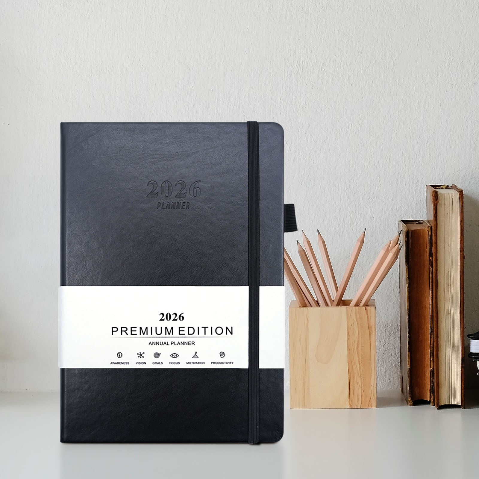 2026 English Weekly Monthly Planner,A5 Strap Schedule,Elastic Band ...